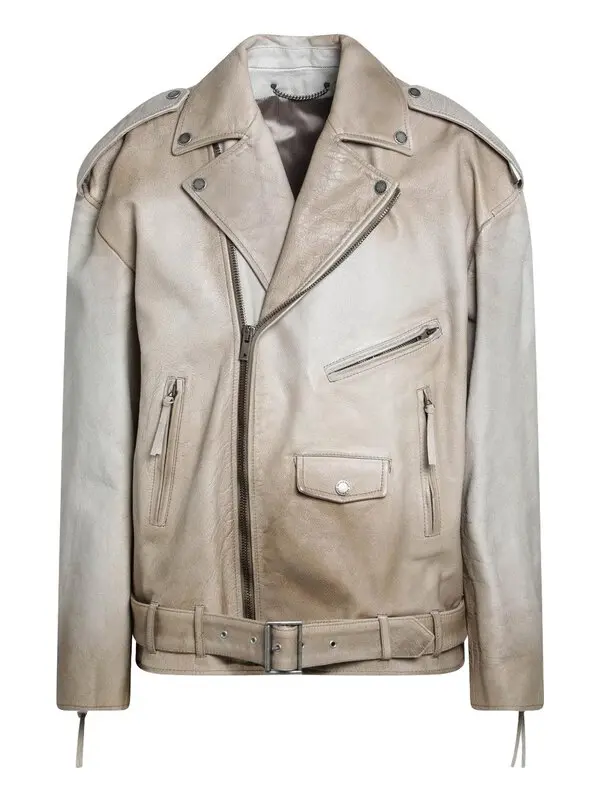 Golden Goose Leather Phoebe Jacket - Beige
