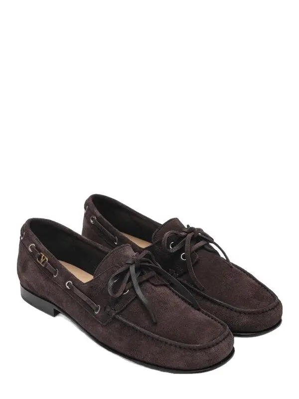 Valentino Garavani Suede Lace-up Loafers - Brown