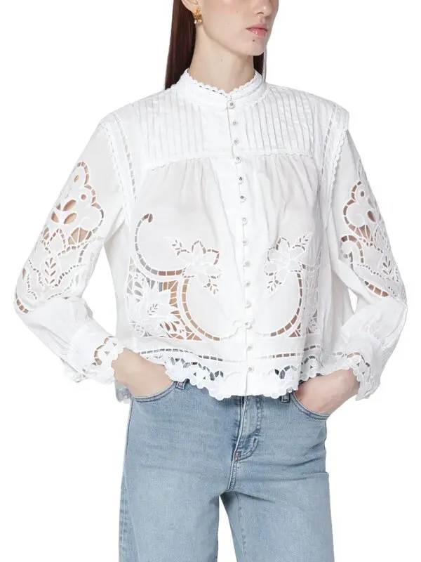 Farm Rio Richelieu Cotton Blouse - White