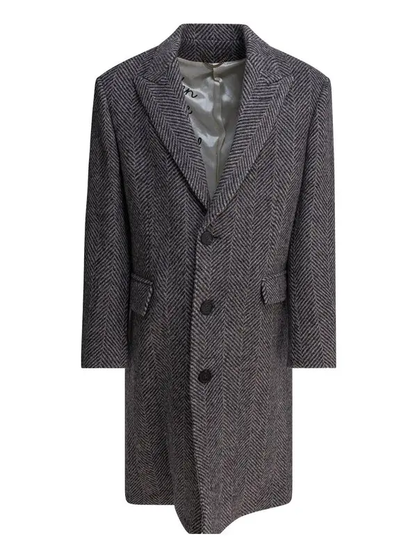 Golden Goose Single-breasted Herringbone Coat - Grey