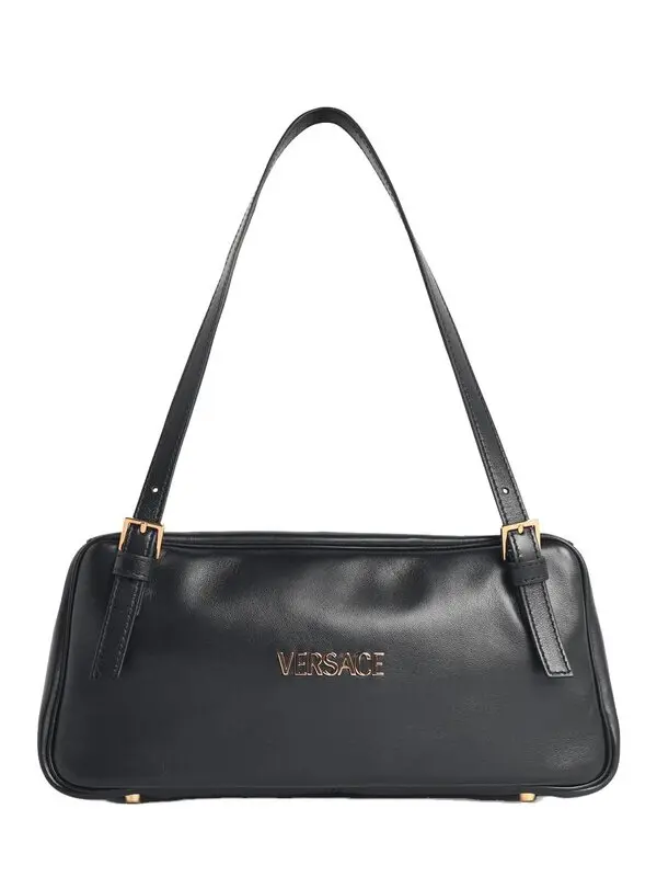 Versace Tag Leather Bag - Black