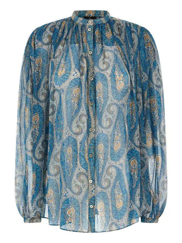 Etro Patterned Silk Georgette Shirt - Light Blue
