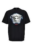 Versace Cotton T Shirt With Logo Print - Black