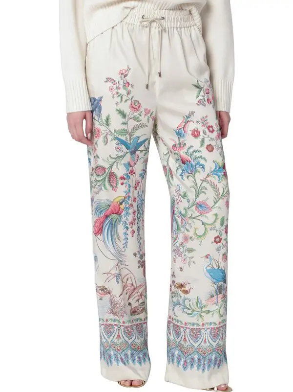 Etro Wide-leg Floral Print Trousers - White