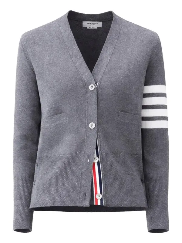 Thom Browne V-neck Cotton Cardigan - Grey