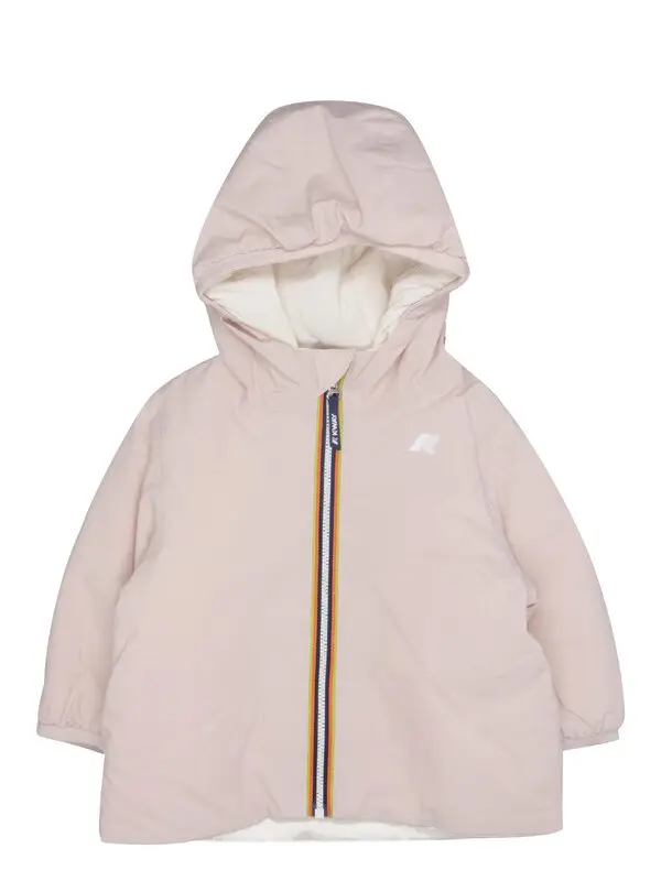 K-WAY Reversible Jacket With Fixed Hood - Pink+white