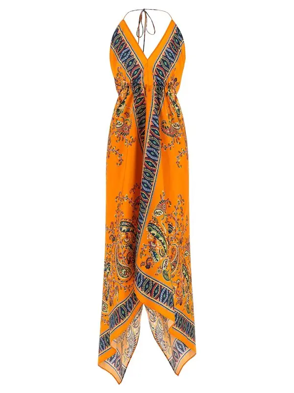 Etro Floral Paisley Long Dress - Orange