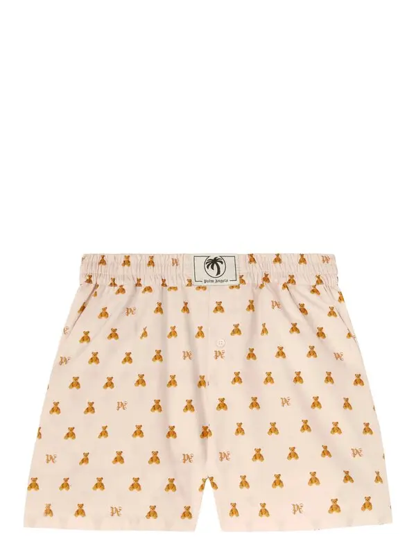 Palm Angels Mini Bear Monogram Shorts - Soft Pink - Brown