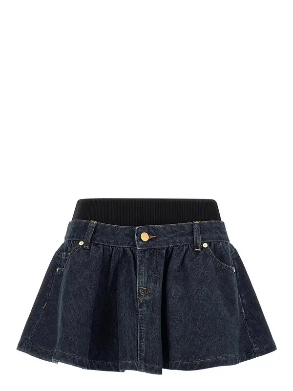 7 For All Mankind Banded Mini Denim Skirt - Blue
