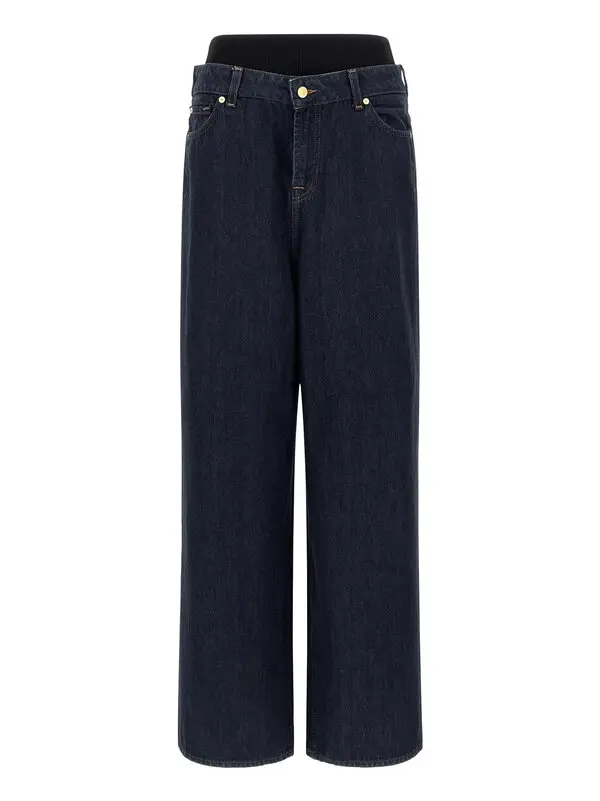 7 For All Mankind Banded Slouchy Wide Jeans - Blue
