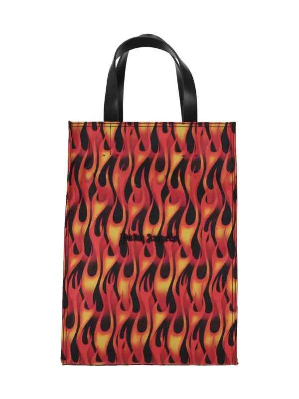 Palm Angels Classic Logo Flames Tote Bag - Red-yellow/black