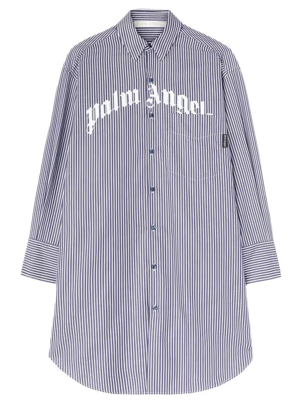 Palm Angels Striped Midi Shirt Dress - Navy Blue - Off White