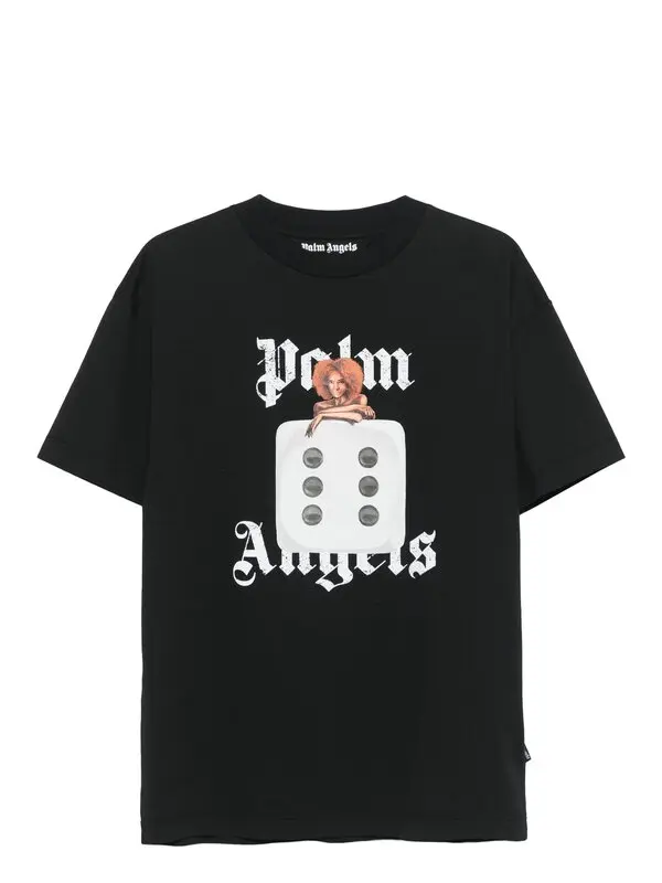 Palm Angels Holly Pin Up T Shirt - Black - Off White