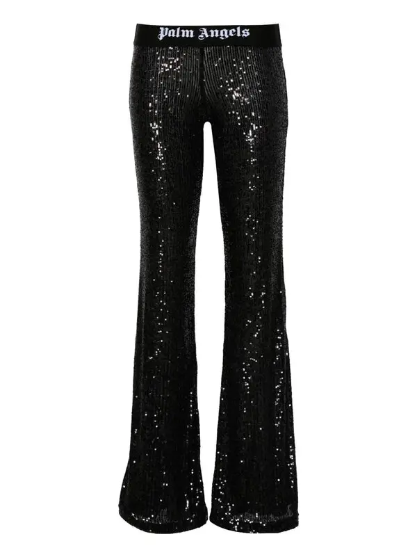 Palm Angels Logo Tape Sequin Flare - Black Black