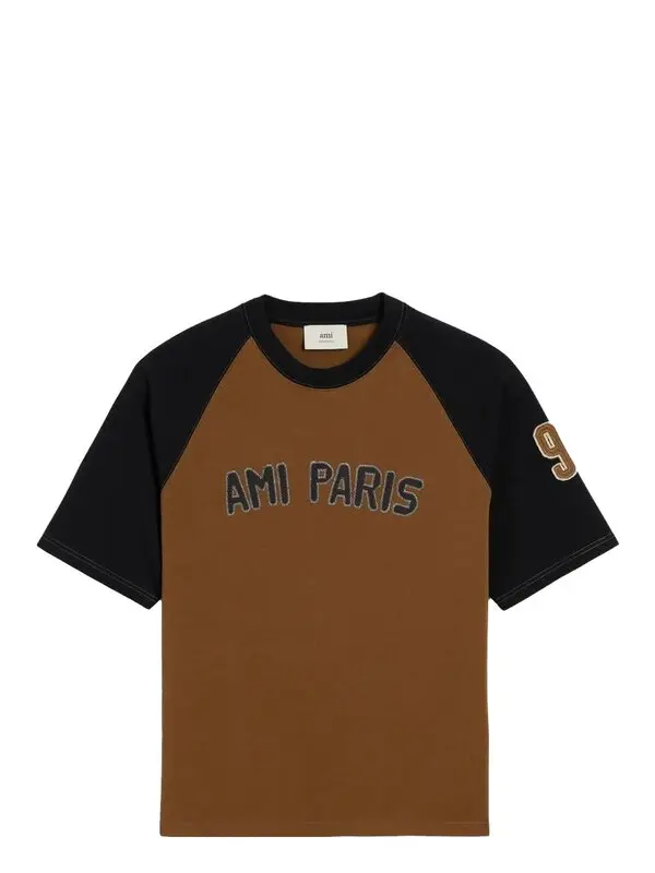 Ami Teeshirt Manches Courtes Patch - Noisette/noir