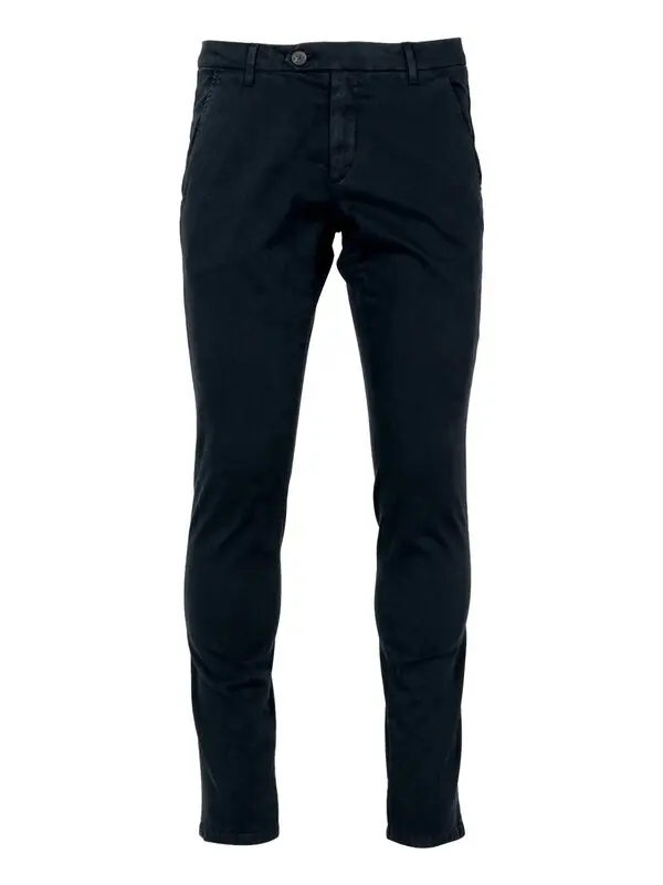 ROY ROGER'S Slim Fit Cotton Gabardine Trousers - Blue