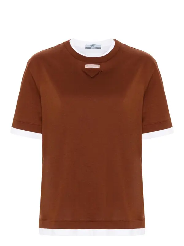 Prada Cotton Layered T-shirt - Tabacco
