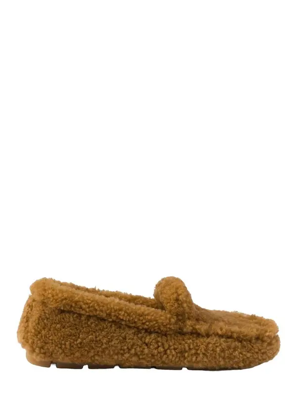 Prada Shearling Driving Shoes - Caramel
