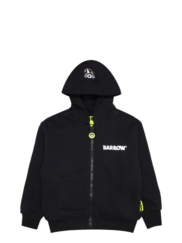 BARROW Cotton Zip-up Hoodie With Logo Details - Black