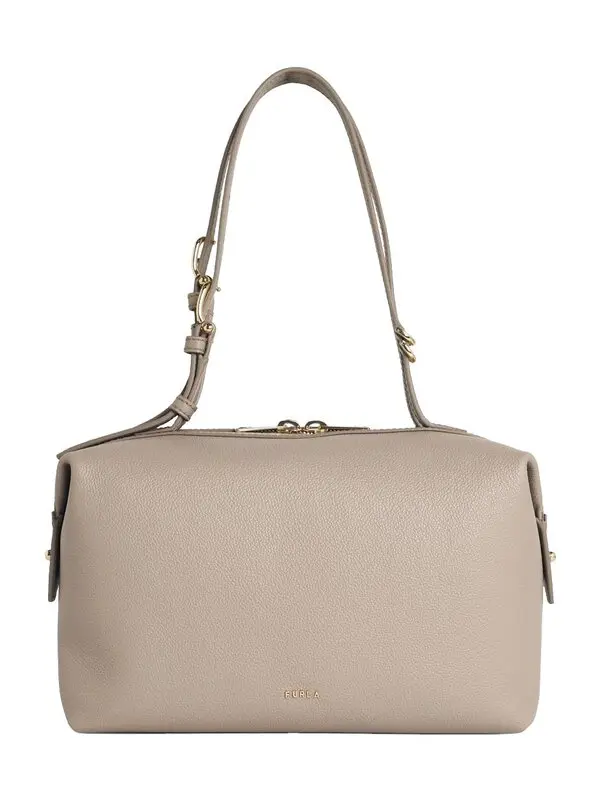 Furla Double Linen Leather Bag - Grey