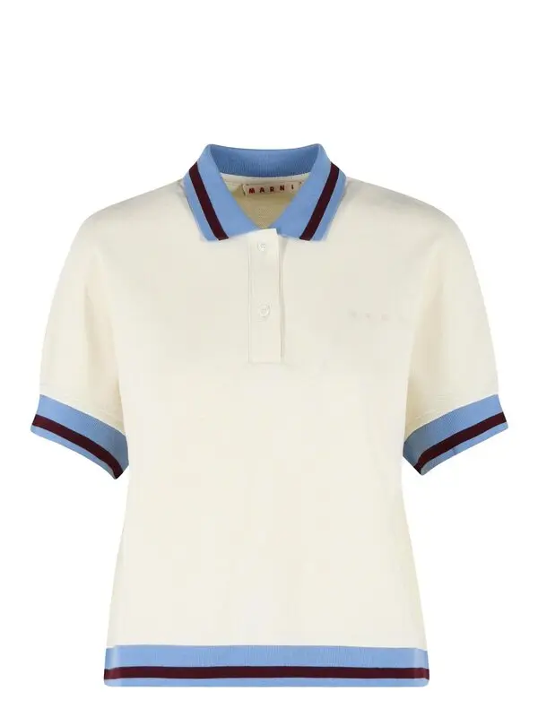 Marni Cotton Polo Shirt - Ivory