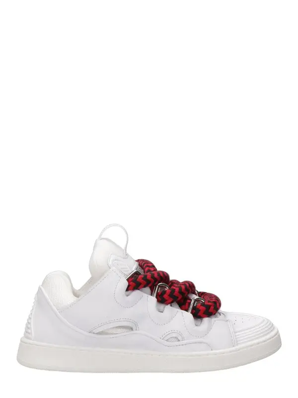 LANVIN Lace Up Sneakers - Ecru+red
