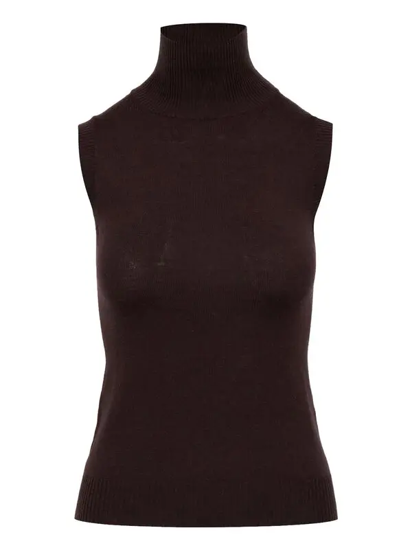 Sportmax Sleeveless Turtleneck Top - Brown
