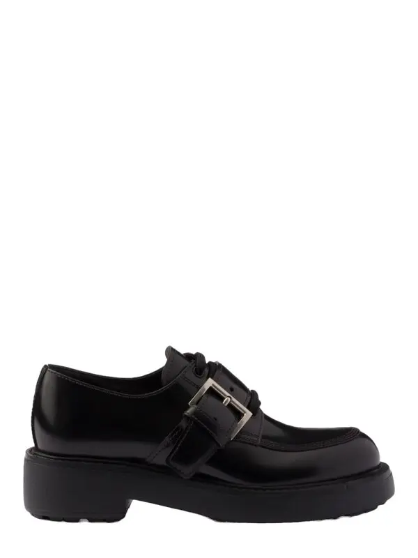Prada Brushed Leather Lace-up Shoes - Nero