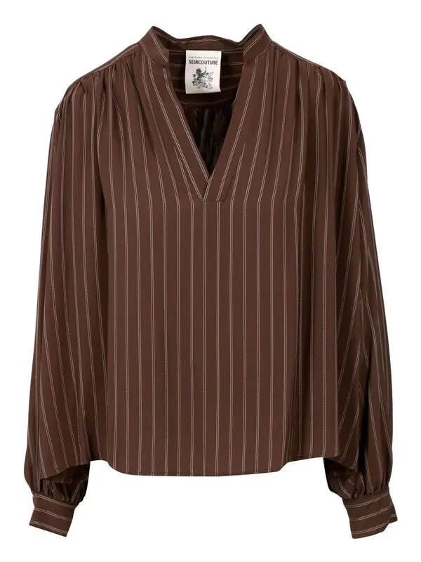 SEMICOUTURE Striped Shirt - Brown