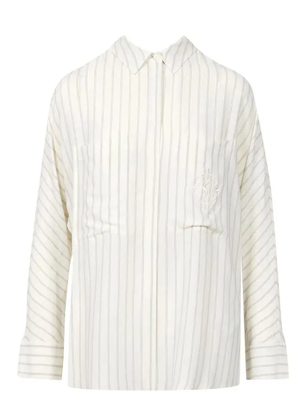 SEMICOUTURE Pinstripe Shirt - White+grey