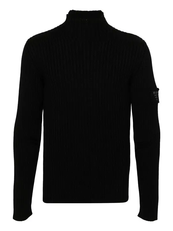 Prada Logo Lettering Virgin Wool Sweater - Nero