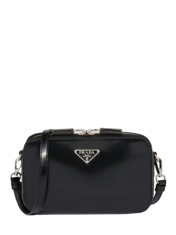 Prada Small Brique Brushed Crossbody Bag - Nero
