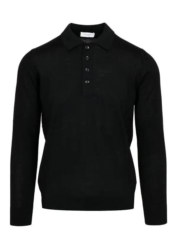 PAOLO PECORA Wool Polo Shirt - Black