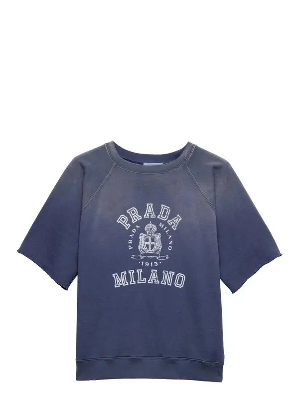 Prada Logo Print T-shirt - Navy