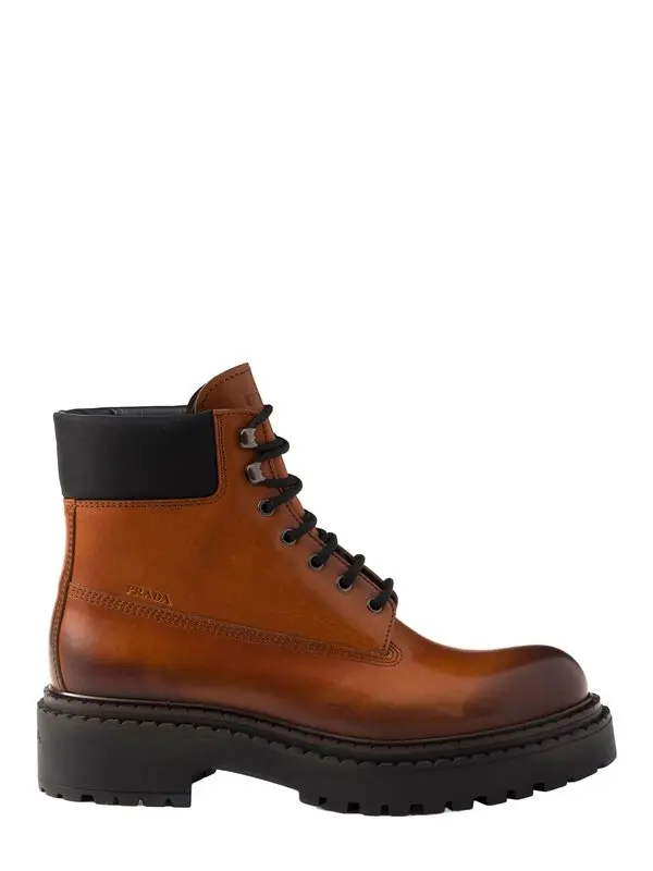 Prada Leather Boots - Cognac