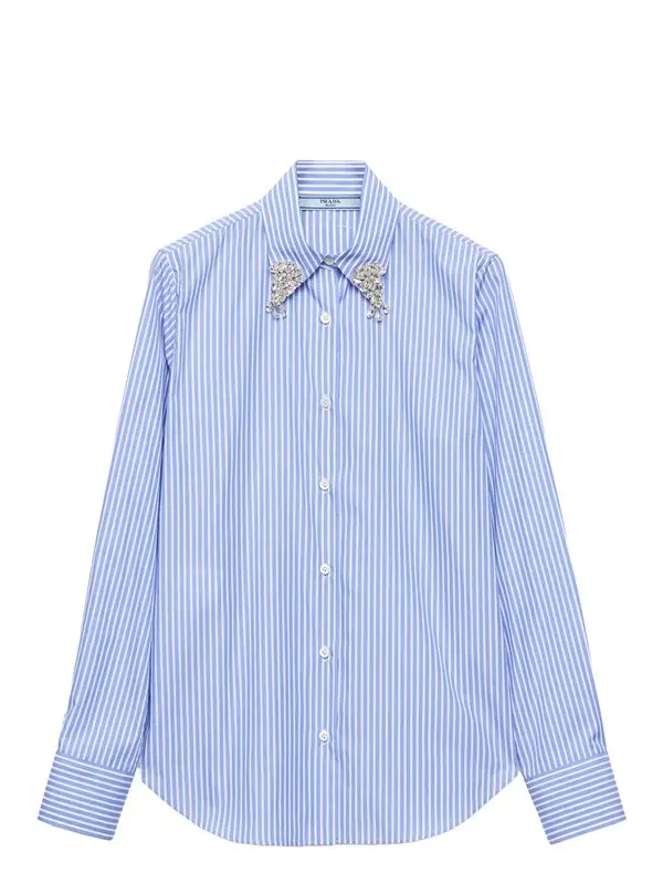 Prada Embroidered Stripe Shirt - Azzurro