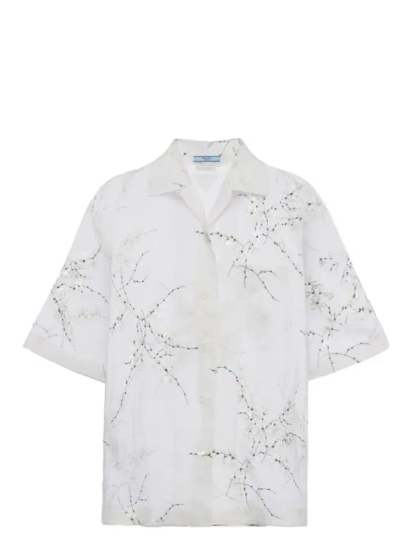 Prada Floral Embroidered Shirt - Bianco