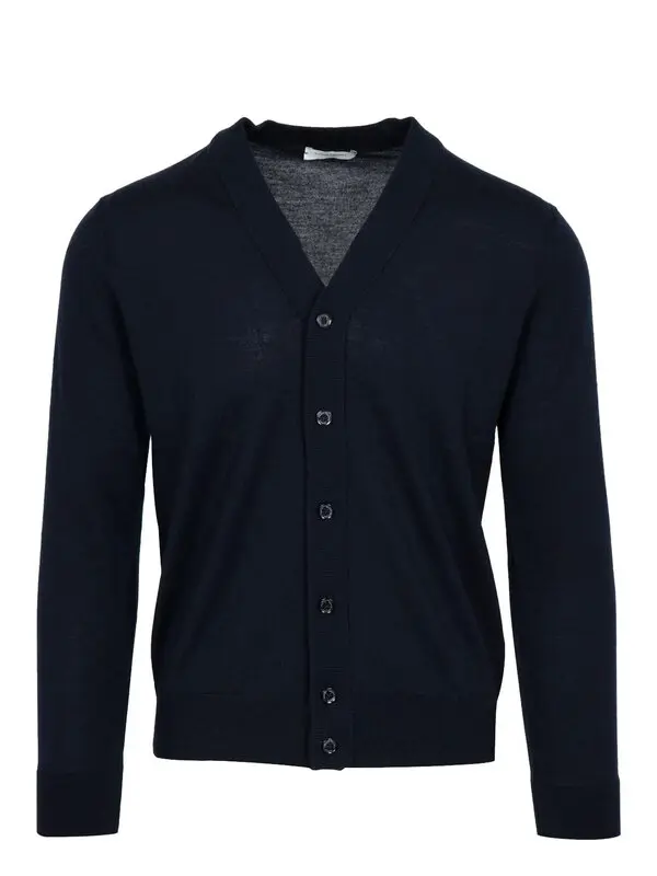 PAOLO PECORA Wool V-neck Cardigan - Blue