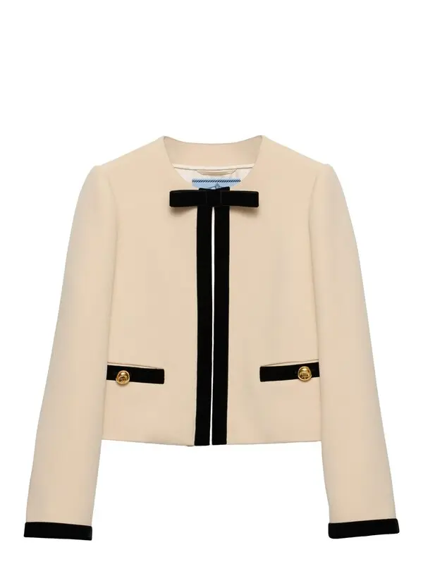Prada Single-breasted Cropped Jacket - Naturale