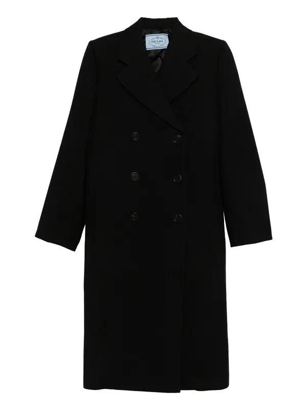 Prada Virgin Wool Mid-length Coat - Nero