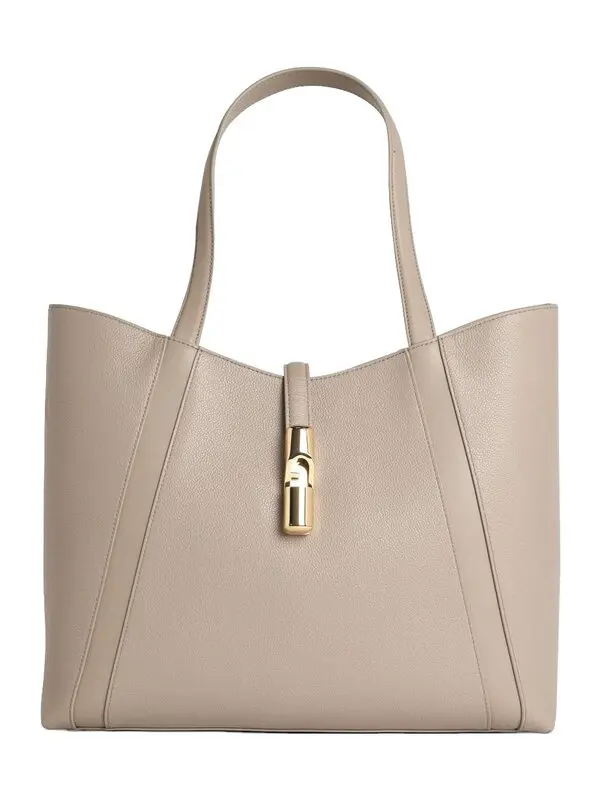 Furla Shopping Goccia Linen Leather Bag - Grey