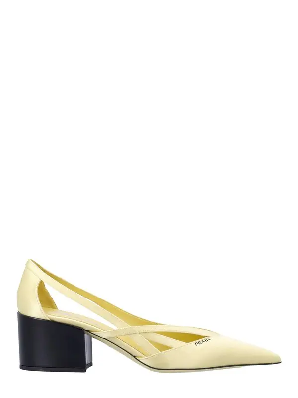 Prada 55mm Satin Cut Out Pumps - Limone