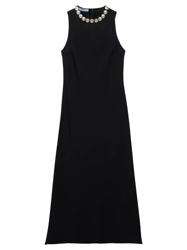 Prada Embroidered Midi Dress - Nero