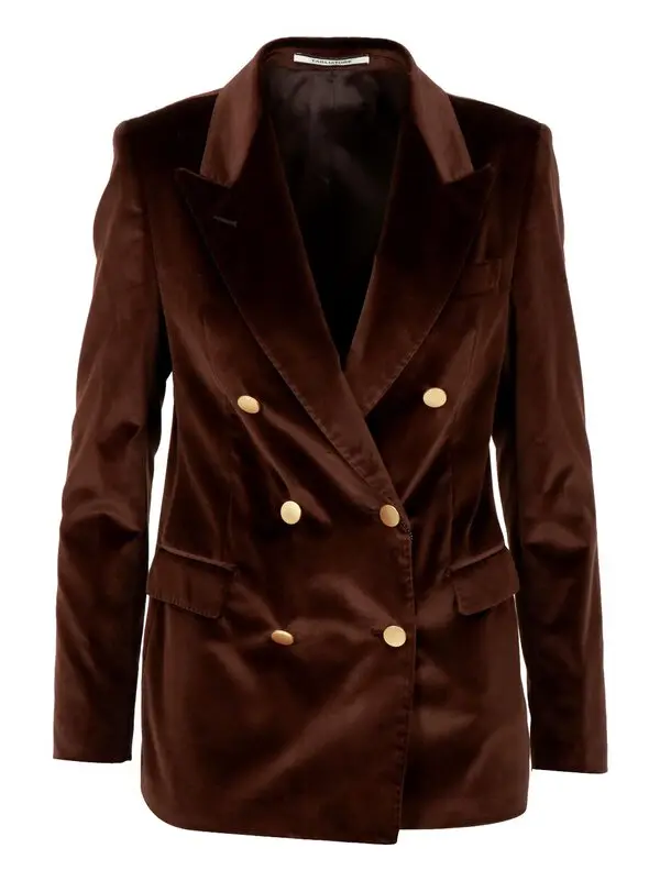 Tagliatore Velvet Double-breasted Blazer - Brown