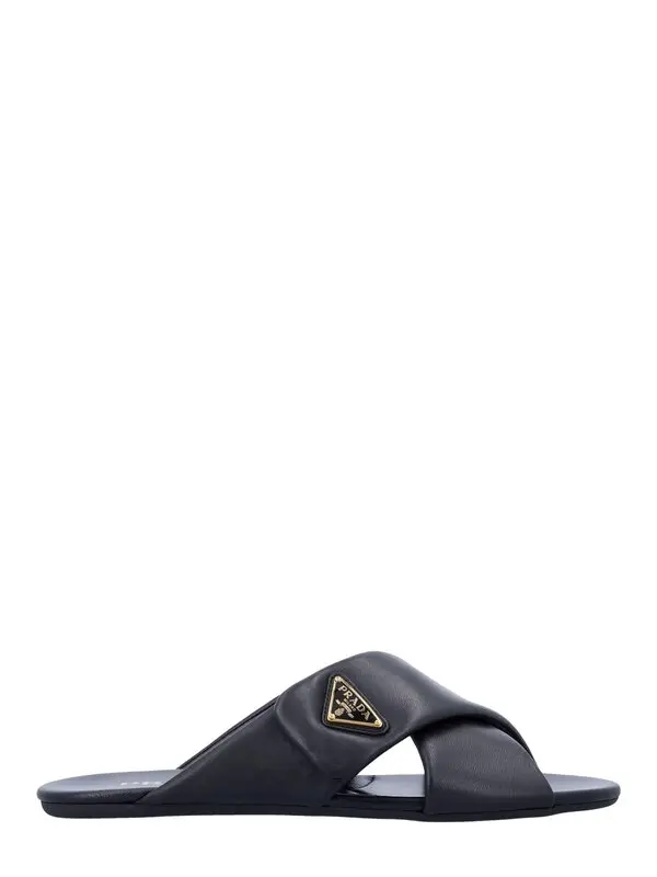Prada Criss Cross Logo Slides - Nero