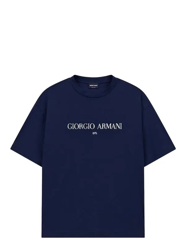 Giorgio Armani Cotton Interlock Jersey T Shirt - Blue