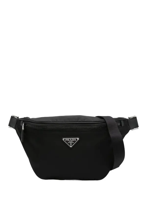 Prada Re-nylon Belt Bag With Enamel Logo - Nero