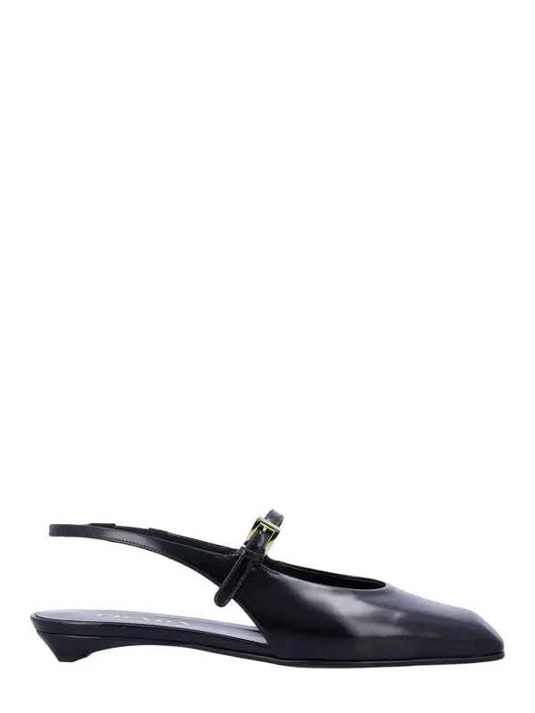 Prada Leather Slingback Ballet Flats - Nero
