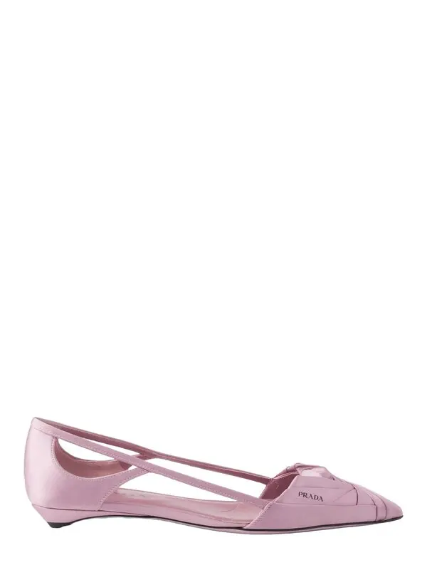 Prada Satin Finish Cut-out Ballerinas - Confetto