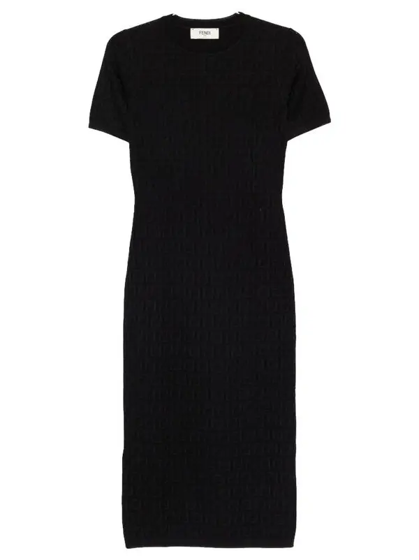 Fendi Ff Cotton Blend Dress - Black